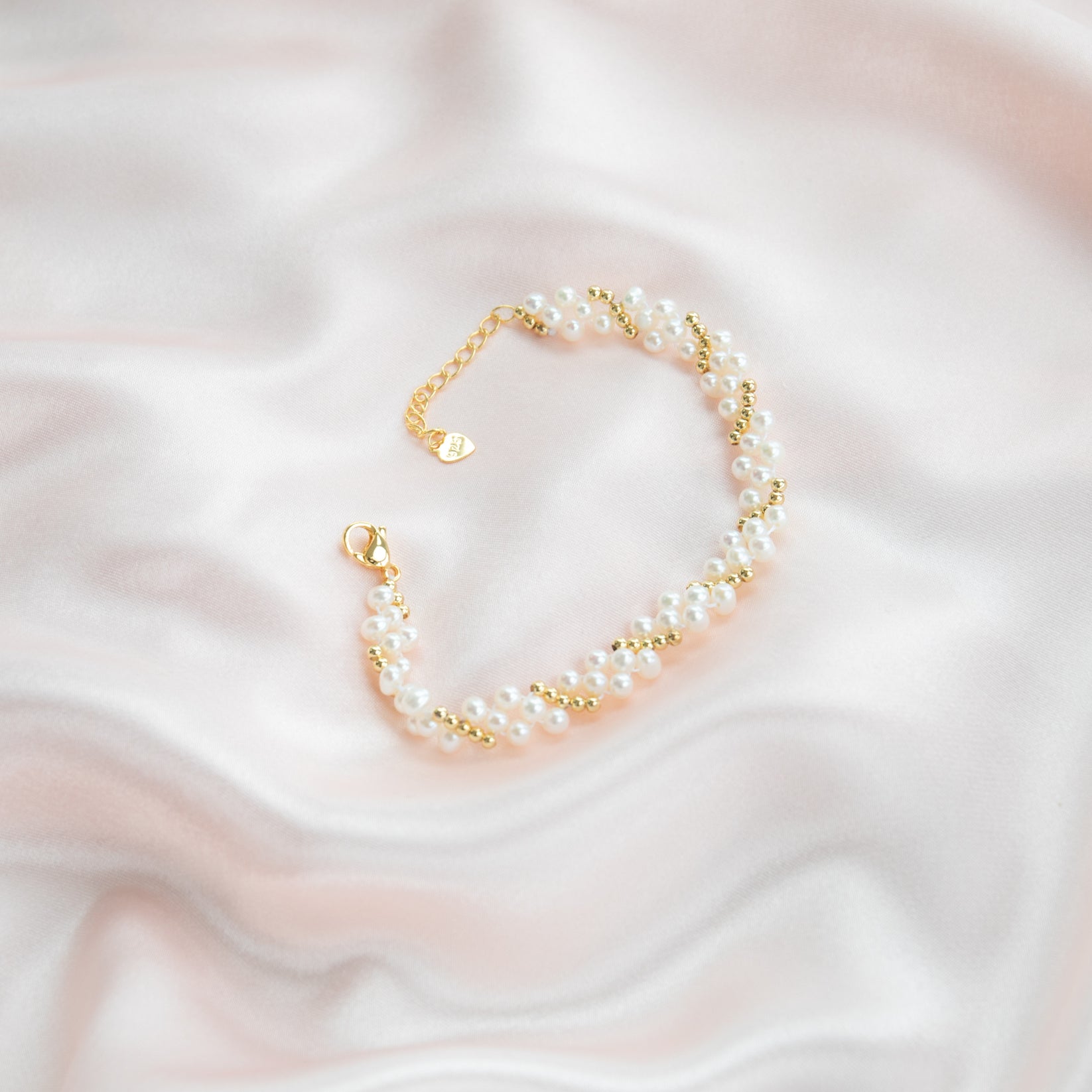 3 layers of Baby Pearls Bracelet with Gold Beads – Simpearl Jewelry